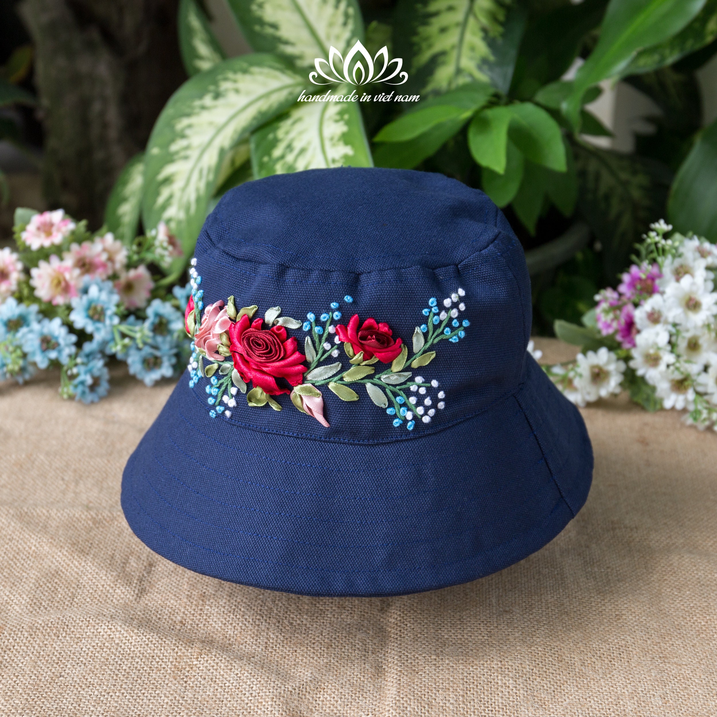 Embroidered Bucket Hat Canvas Bucket Hats Ribbon Embroidery - Etsy