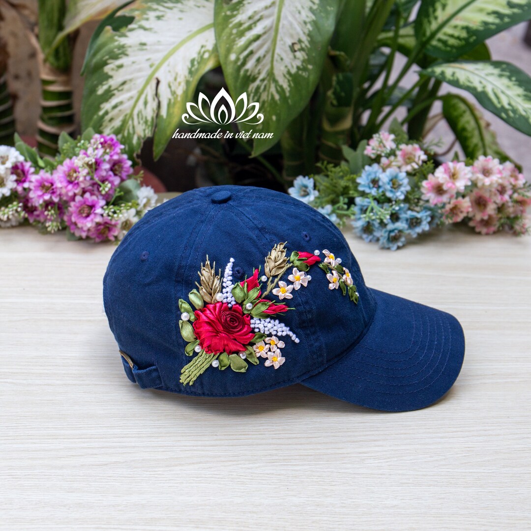 Embroidered Baseball Cap Women, Ribbon Embroidery Art - Etsy