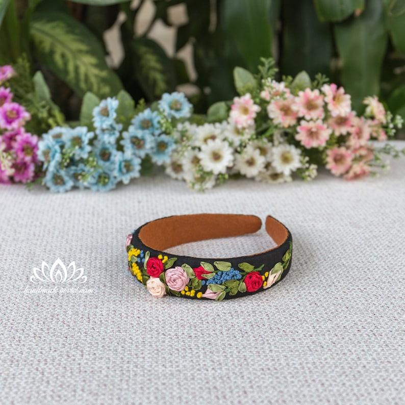 Floral Embroidered Headbands Handmade Hairband With Flowers - Etsy