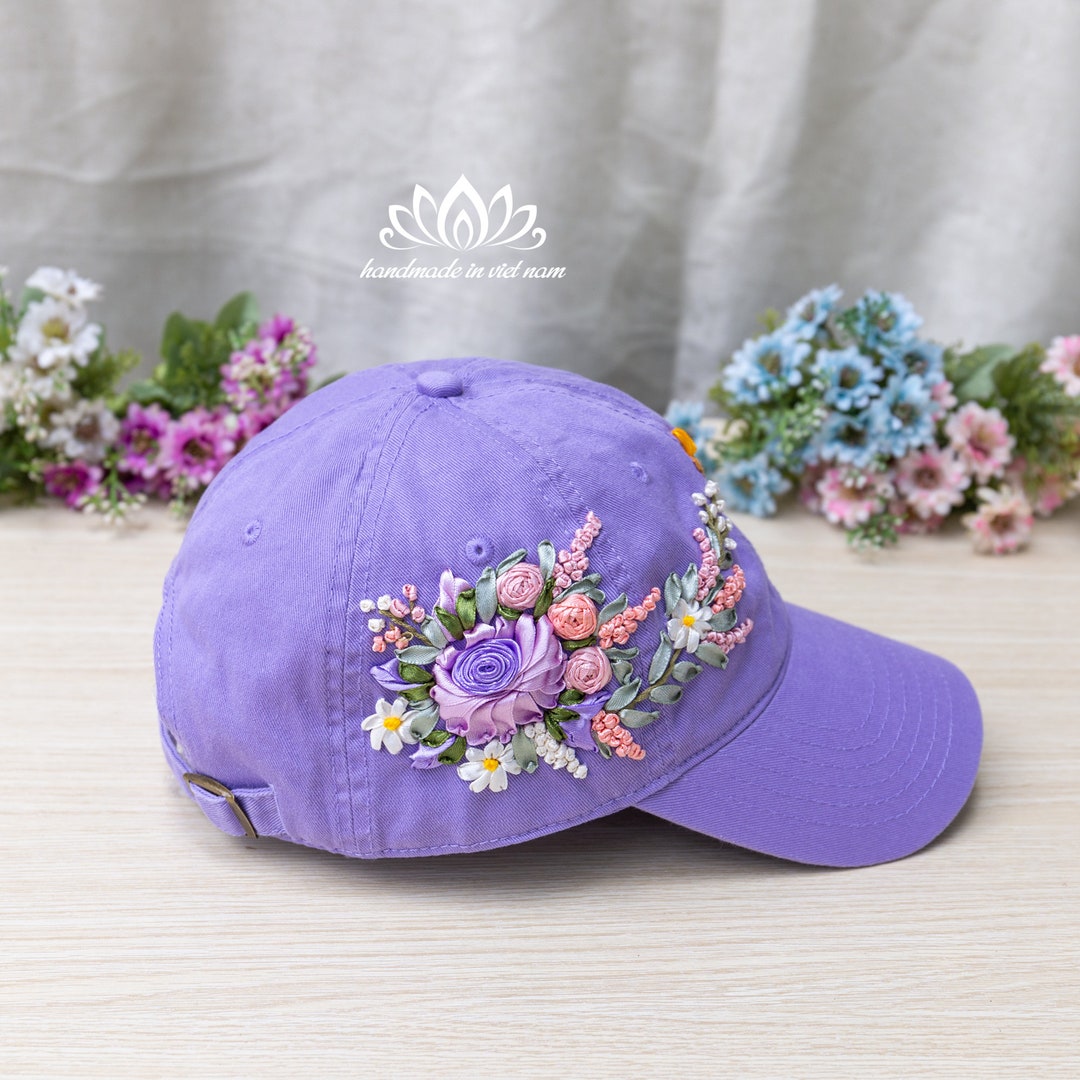 Embroidered Baseball Cap Women, Ribbon Embroidery Art - Etsy
