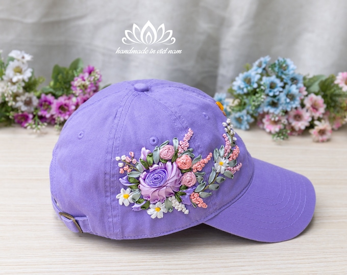 Embroidered Baseball Cap Women, Ribbon Embroidery Art - Etsy