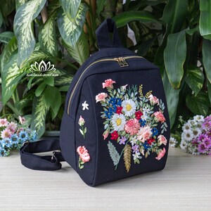 Beautiful Ribbon Embroidered Backpack, Rugged Handmade Backpack ...