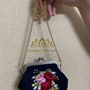 Embroidery Coin Purse, Small Coin Purse With Hand Ribbon Embroidery ...