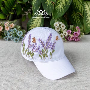 Embroidered Lavender Baseball Cap | Unique Ribbon Embroidery - Etsy