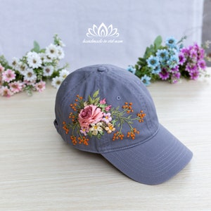 Embroidered Baseball Cap Women, Ribbon Embroidery Art - Etsy