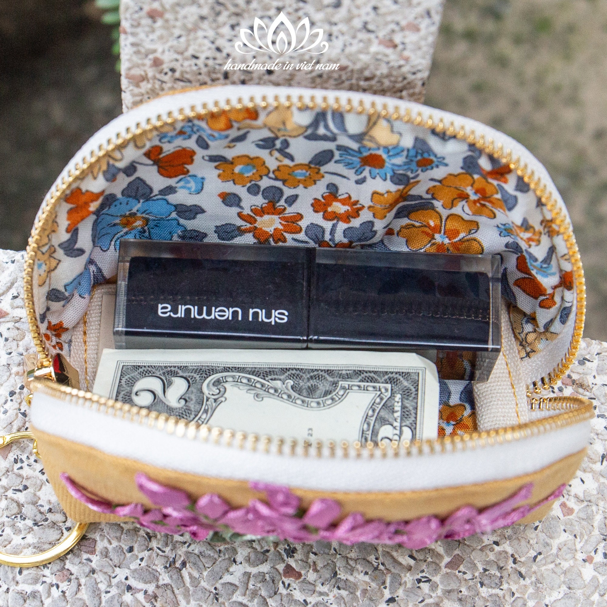 Cute Floral Embroidered Mini Keychain Wallet | Surprise Gift for Women ...