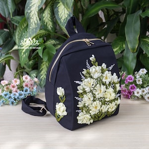 Embroidered Backpack, Unique Ribbon Embroidery - Etsy