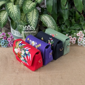 Small Mini Box Bag With Crossbody Strap, Embroidered Mini Box Bag - Etsy