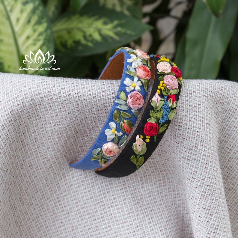 Floral Embroidered Headbands Handmade Hairband With Flowers - Etsy