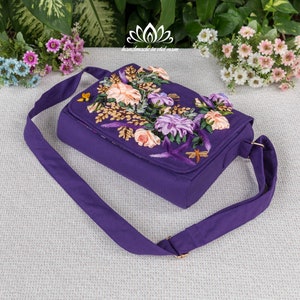 Purple Messenger Bag With Embroidered Ribbon, the Bag for Purple Lovers ...