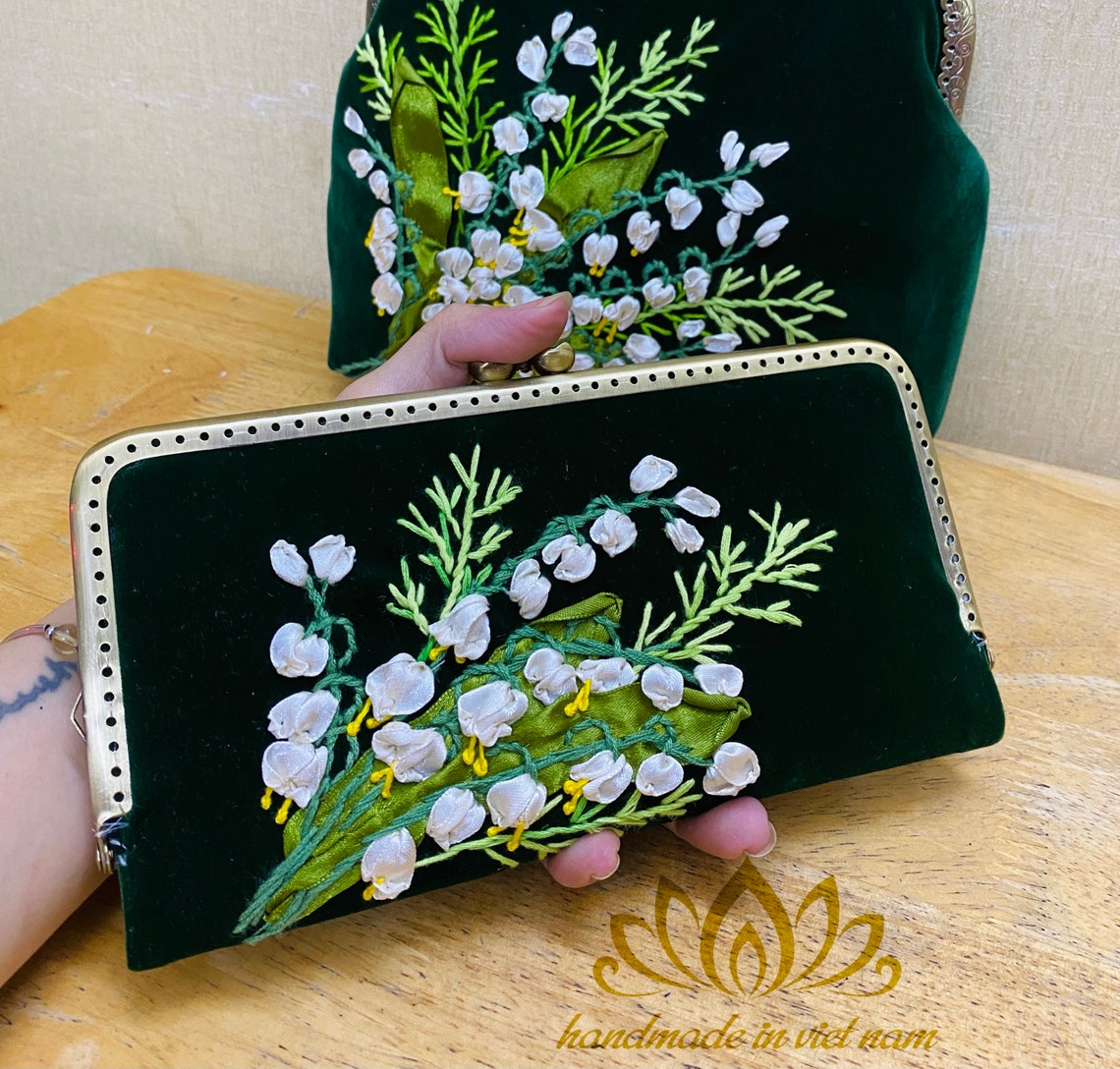 Embroidered Handbag and Wallet Set Handbags With Straps Lily - Etsy