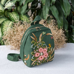 Beautiful Ribbon Embroidered Backpack, Rugged Handmade Backpack ...