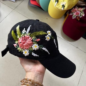 Embroidered Baseball Cap Women, Ribbon Embroidery Art - Etsy