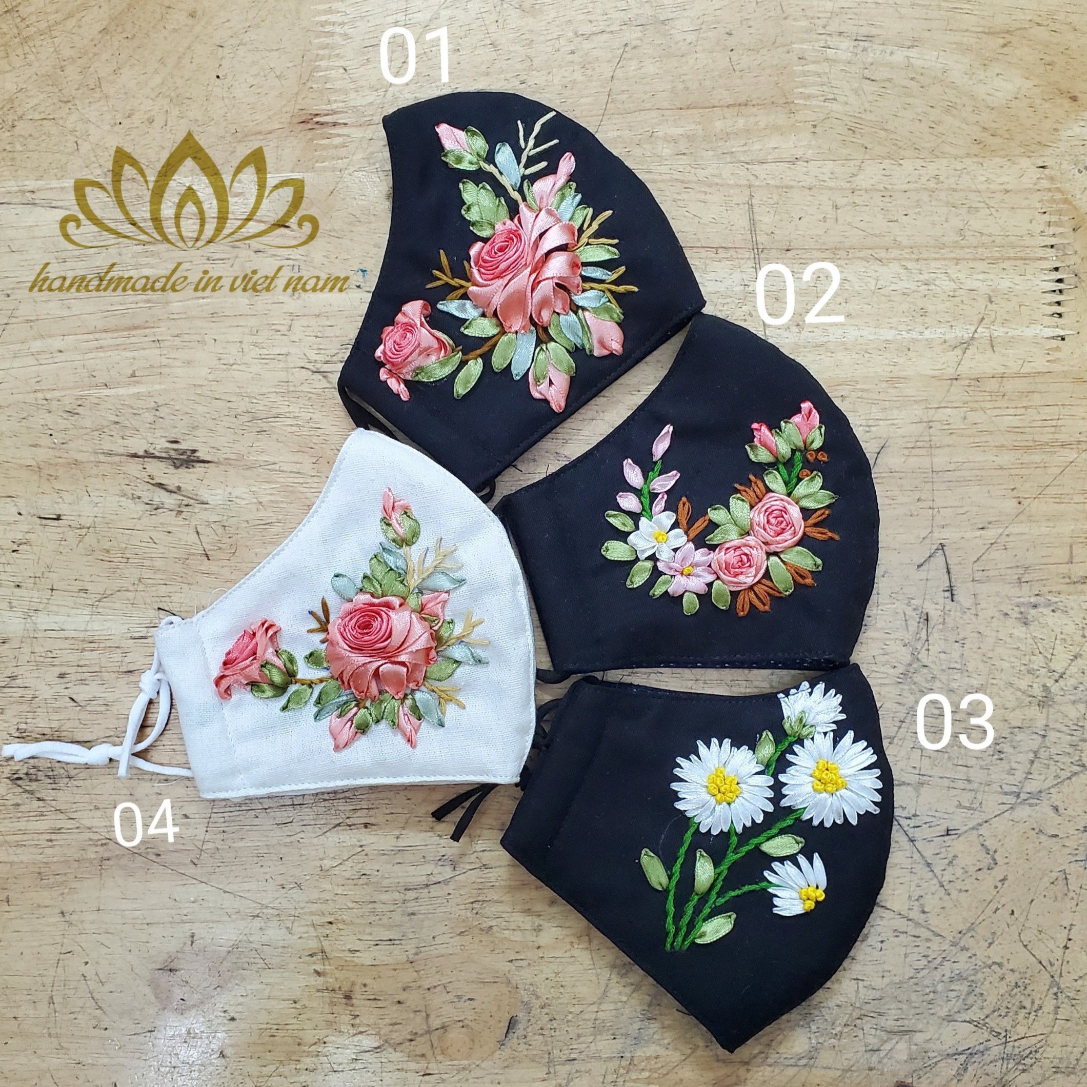 Embroidered Linen Mask Ribbon Embroidery Mask Nose Wire - Etsy