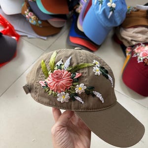 Embroidered Baseball Cap Women, Ribbon Embroidery Art - Etsy