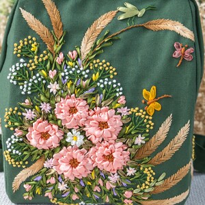 Beautiful Ribbon Embroidered Backpack, Rugged Handmade Backpack ...