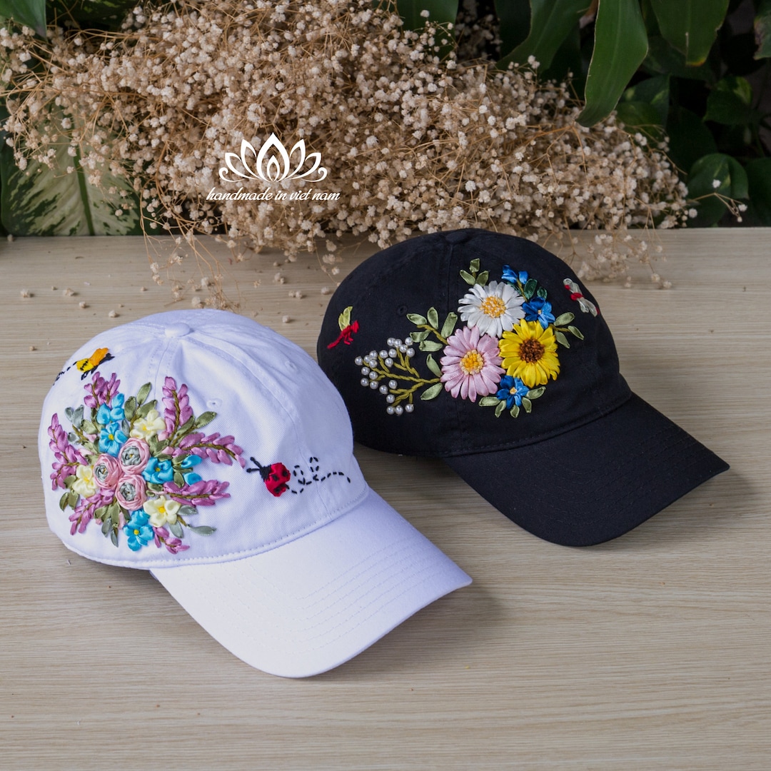 Embroidered Baseball Cap Women, Ribbon Embroidery Art - Etsy