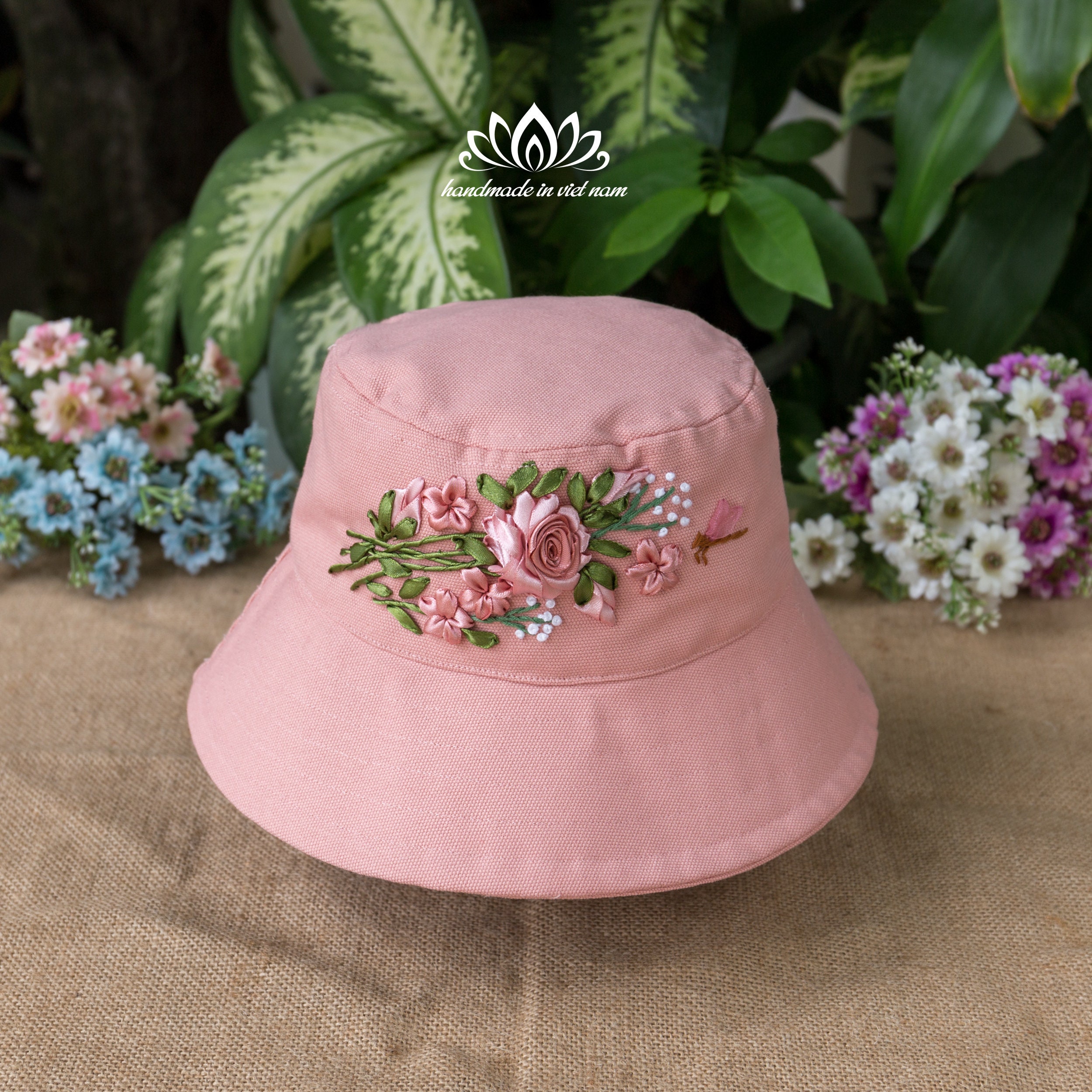 Embroidered Bucket Hat Canvas Bucket Hats Ribbon Embroidery - Etsy