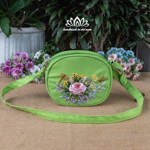 Mini Crossbody Bag | Ribbon Embroidered Bag | Compact Shoulder Bag - Etsy