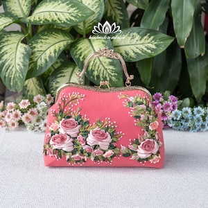 Handbag With Shoulder Strap , Unique Rose Embroidery Bag - Etsy