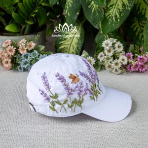 Embroidered Lavender Baseball Cap | Unique Ribbon Embroidery - Etsy