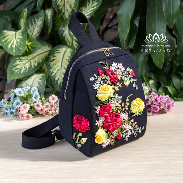 Embroidered Backpack - Etsy
