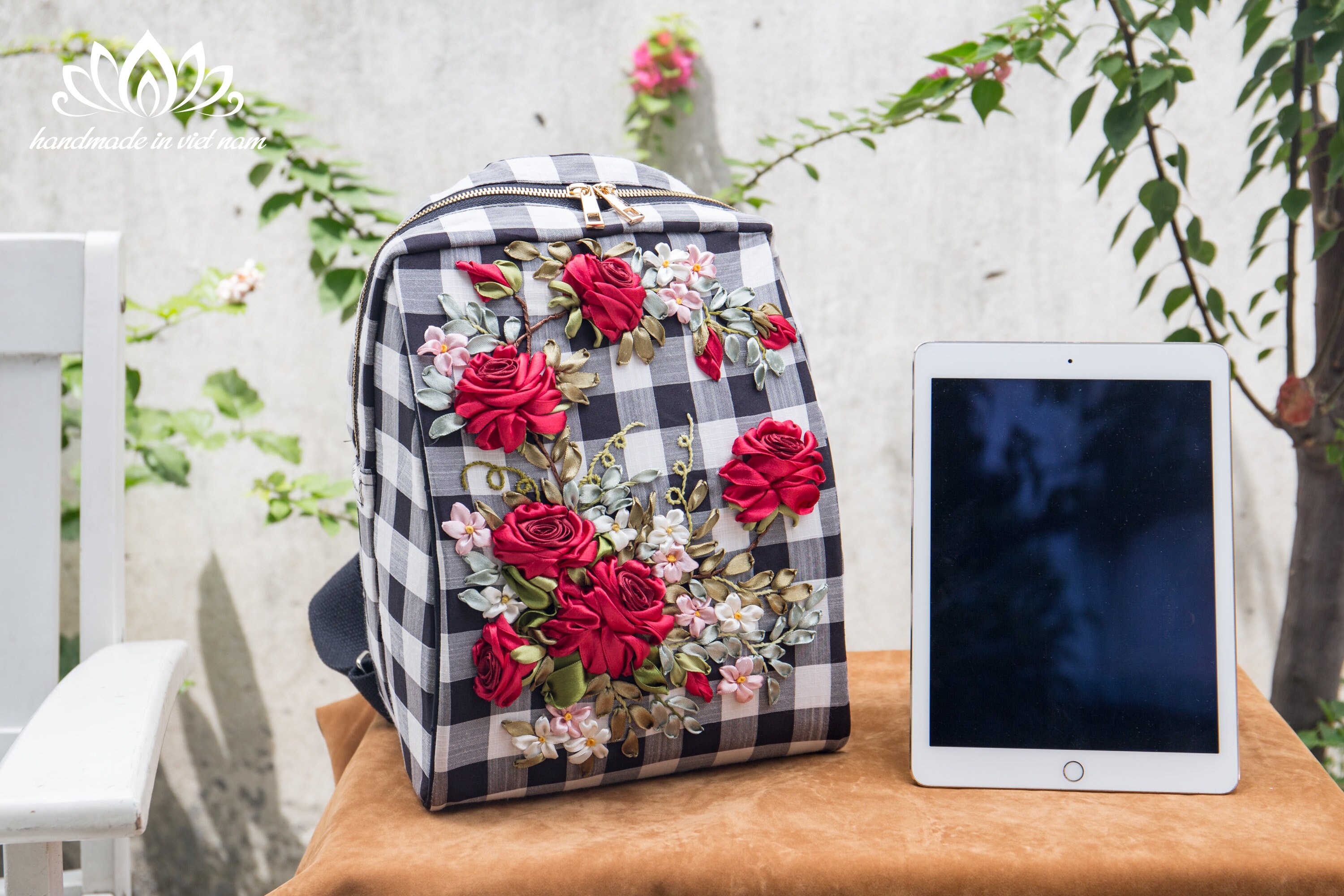Embroidered Backpack Ribbon Embroidery Backpack Embroidery - Etsy