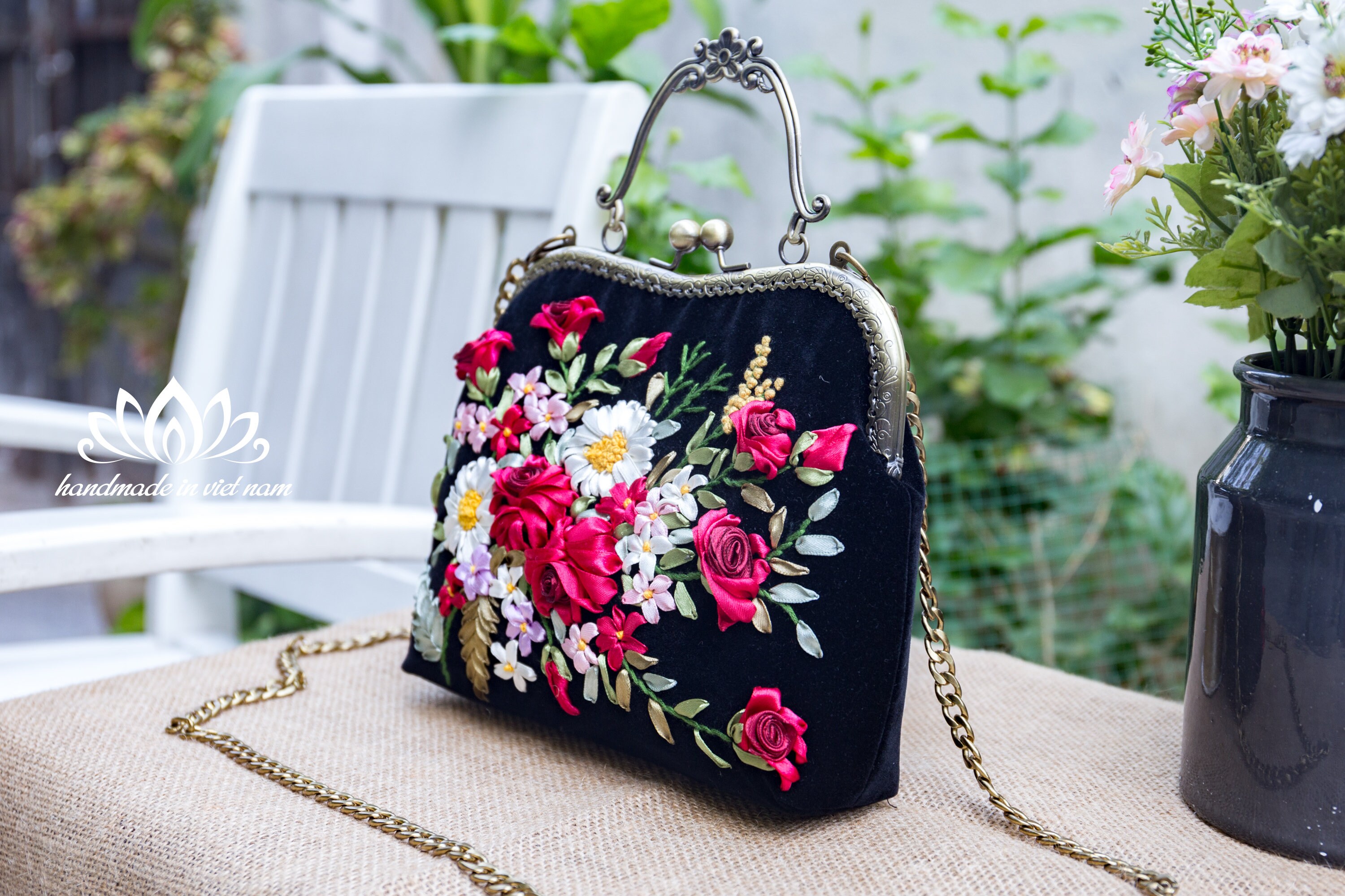 Embroidered Handbag Ribbon Embroidery Great Quality | Etsy