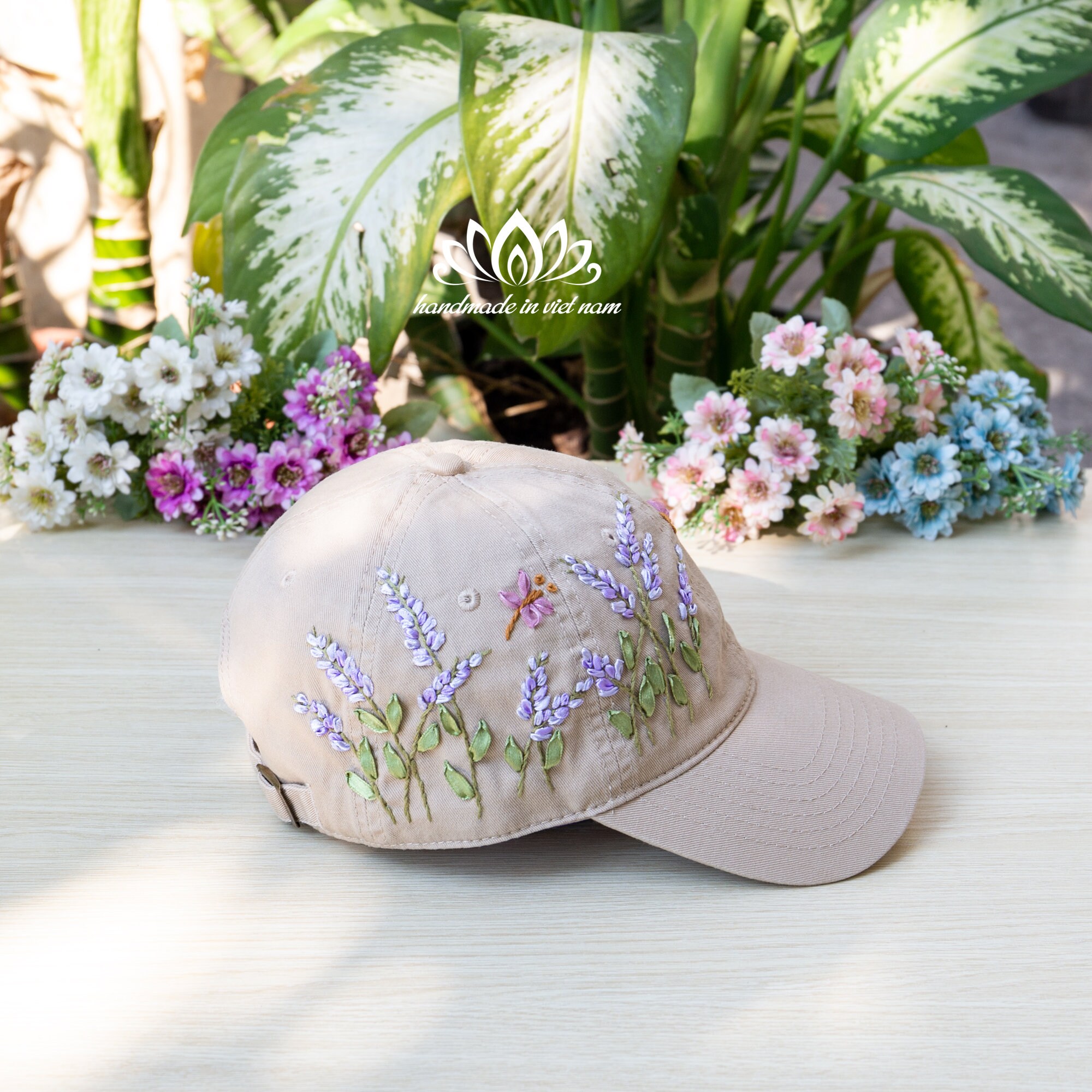 Embroidered Lavender Baseball Cap | Unique Ribbon Embroidery - Etsy
