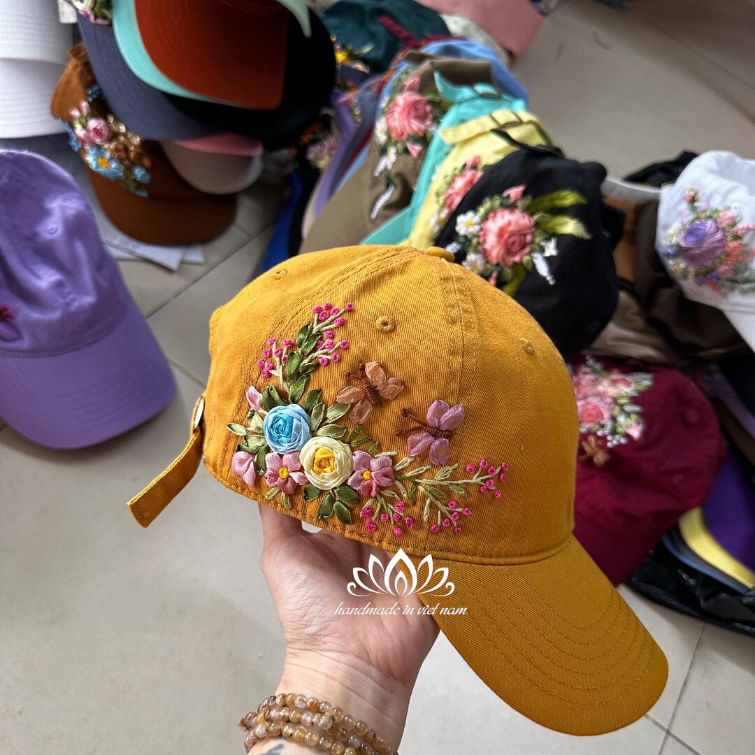 Gorgeous Floral Embroidered Cap, Ribbon Embroidered Baseball Cap - Etsy