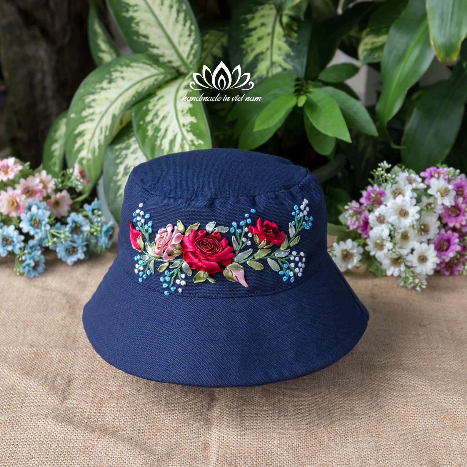 Embroidered Bucket Hat Canvas Bucket Hats Ribbon Embroidery - Etsy