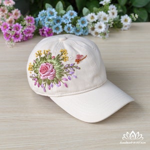 Embroidered Baseball Cap Women, Ribbon Embroidery Art - Etsy