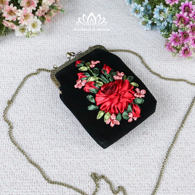 Embroidered Cell Phone Purse, Phone Bag Women, Artistic Ribbon ...