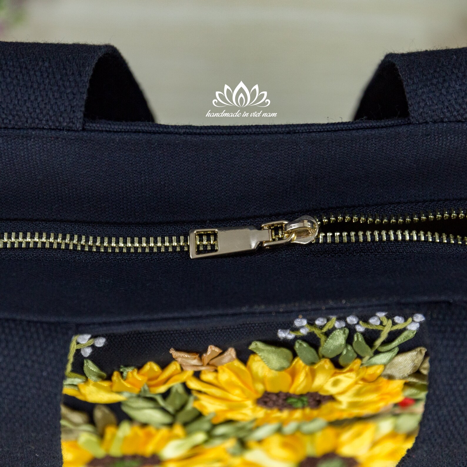 Embroidered Shoulder Bags With Zipper Sunflower Ribbon - Etsy