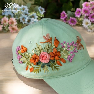 Embroidered Baseball Cap Women, Ribbon Embroidery Art - Etsy