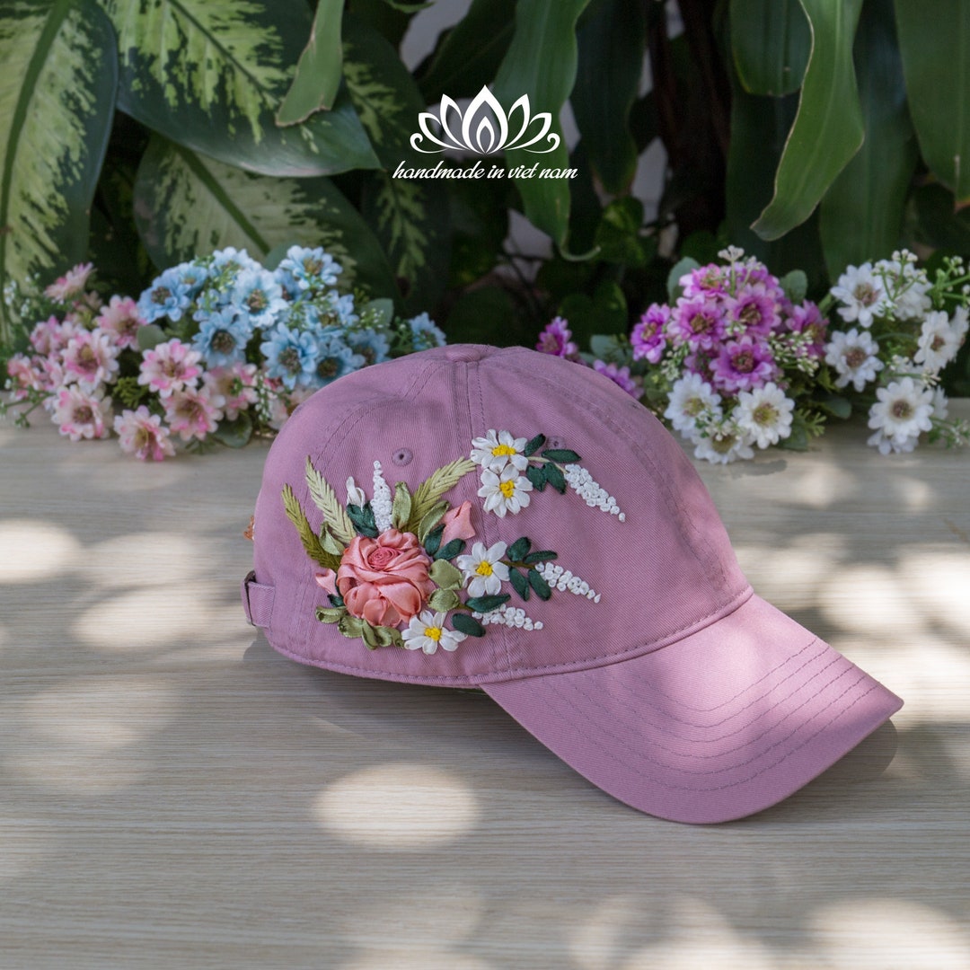 Embroidered Baseball Cap Women, Ribbon Embroidery Art - Etsy