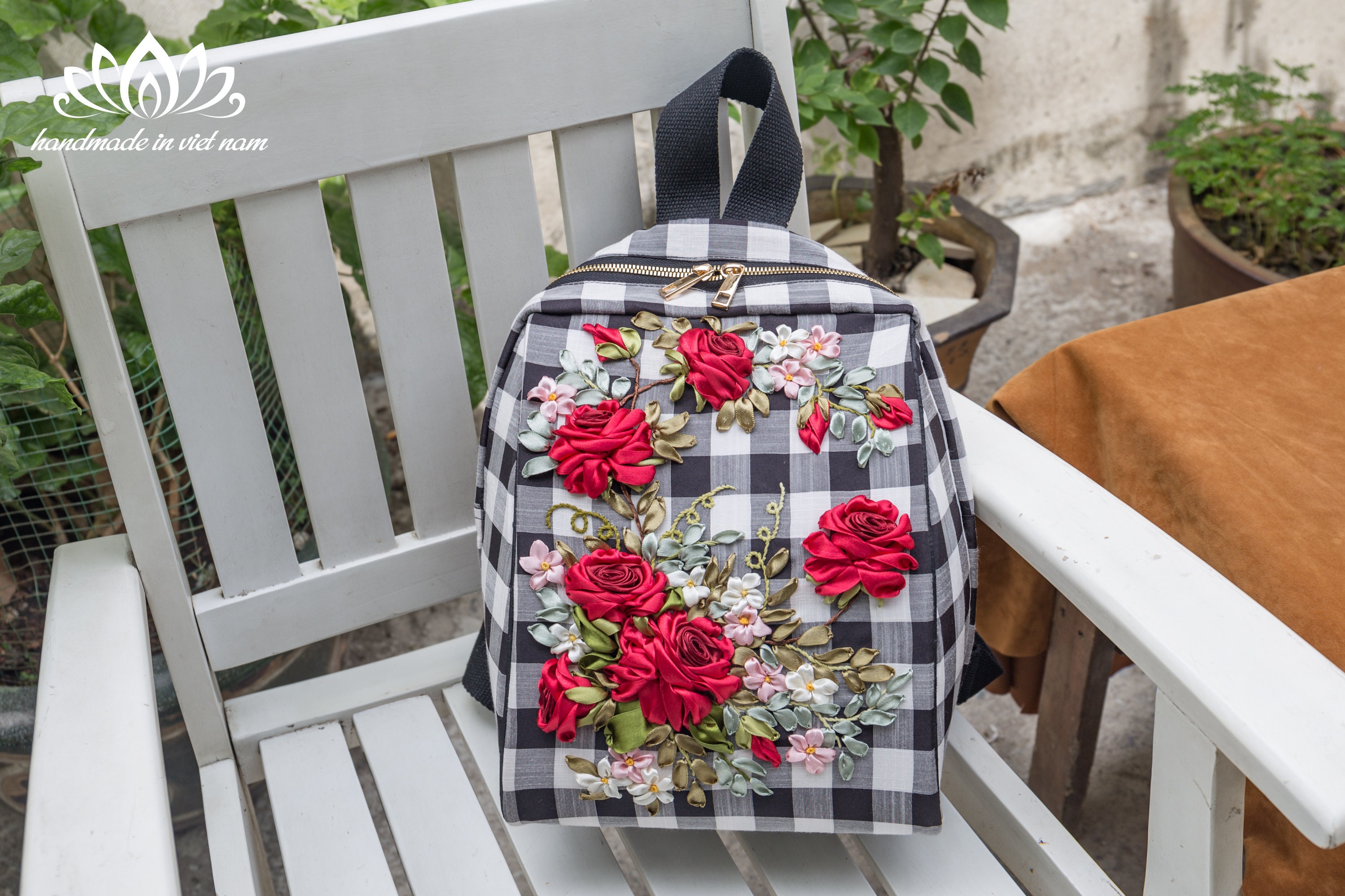 Embroidered Backpack Ribbon Embroidery Backpack Embroidery - Etsy