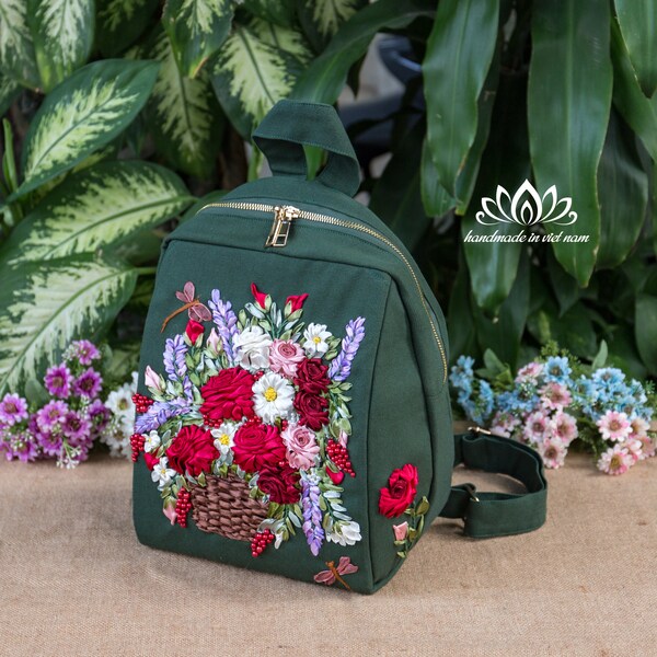 Embroidered Backpack - Etsy