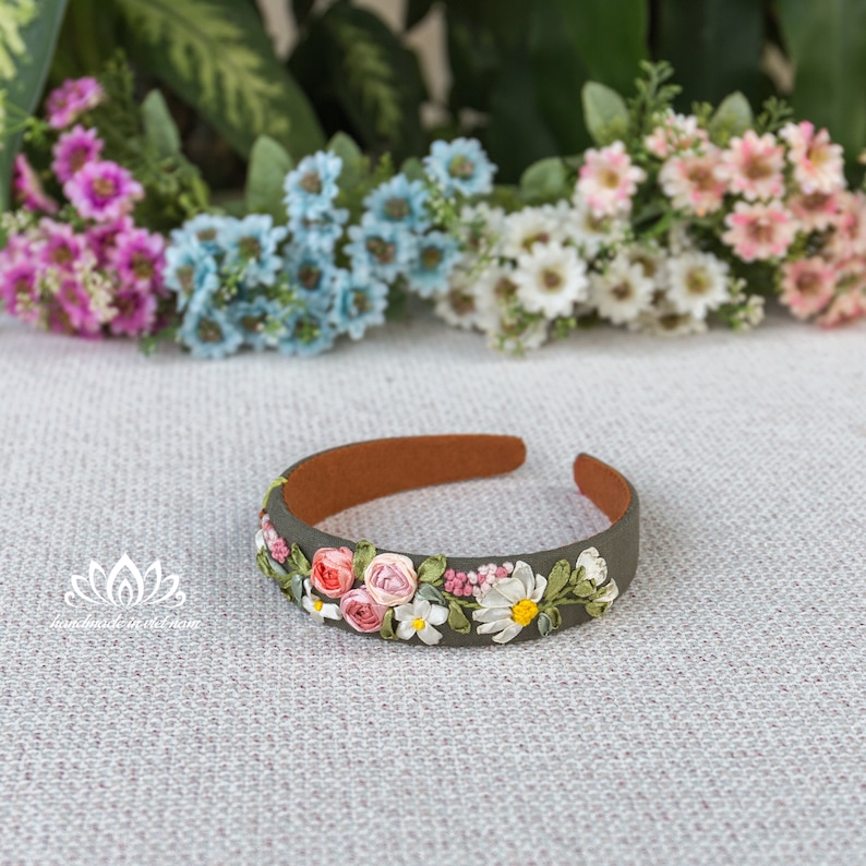 Floral Embroidered Headbands Handmade Hairband With Flowers - Etsy