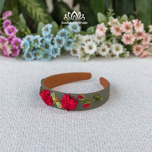 Floral Embroidered Headbands, Handmade Hairband With Flowers Embroidery ...