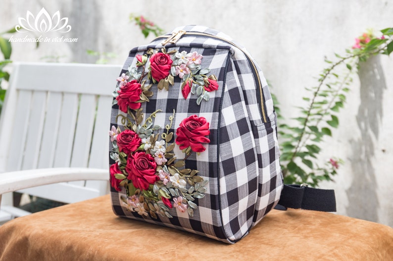 Embroidered Backpack Ribbon Embroidery Backpack Embroidery - Etsy