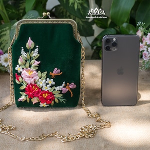 Mini Crossbody Bag, Purse and Phone Holder Bag, Ribbon Embroidery - Etsy