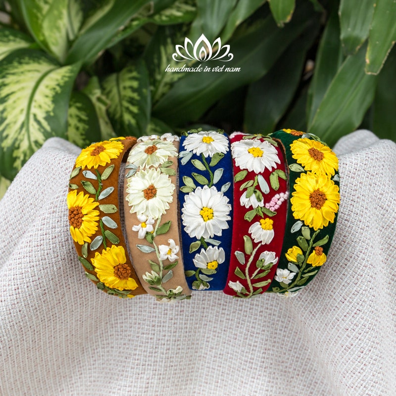 Embroidered Headband - Etsy