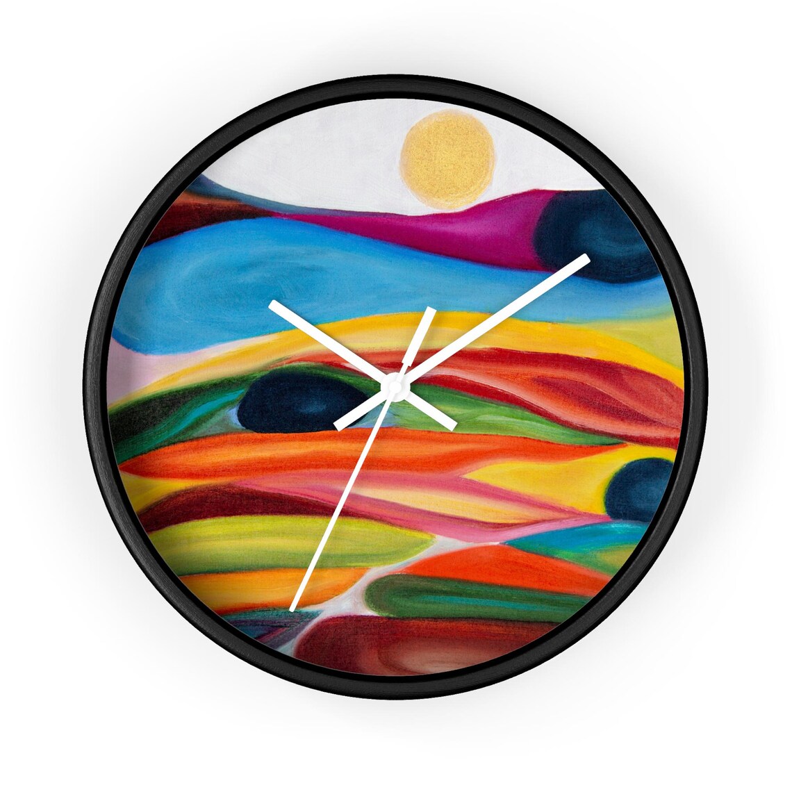 Modern Farmhouse Wall Clock Unique Abstract Landscape Mountain Rustic ...