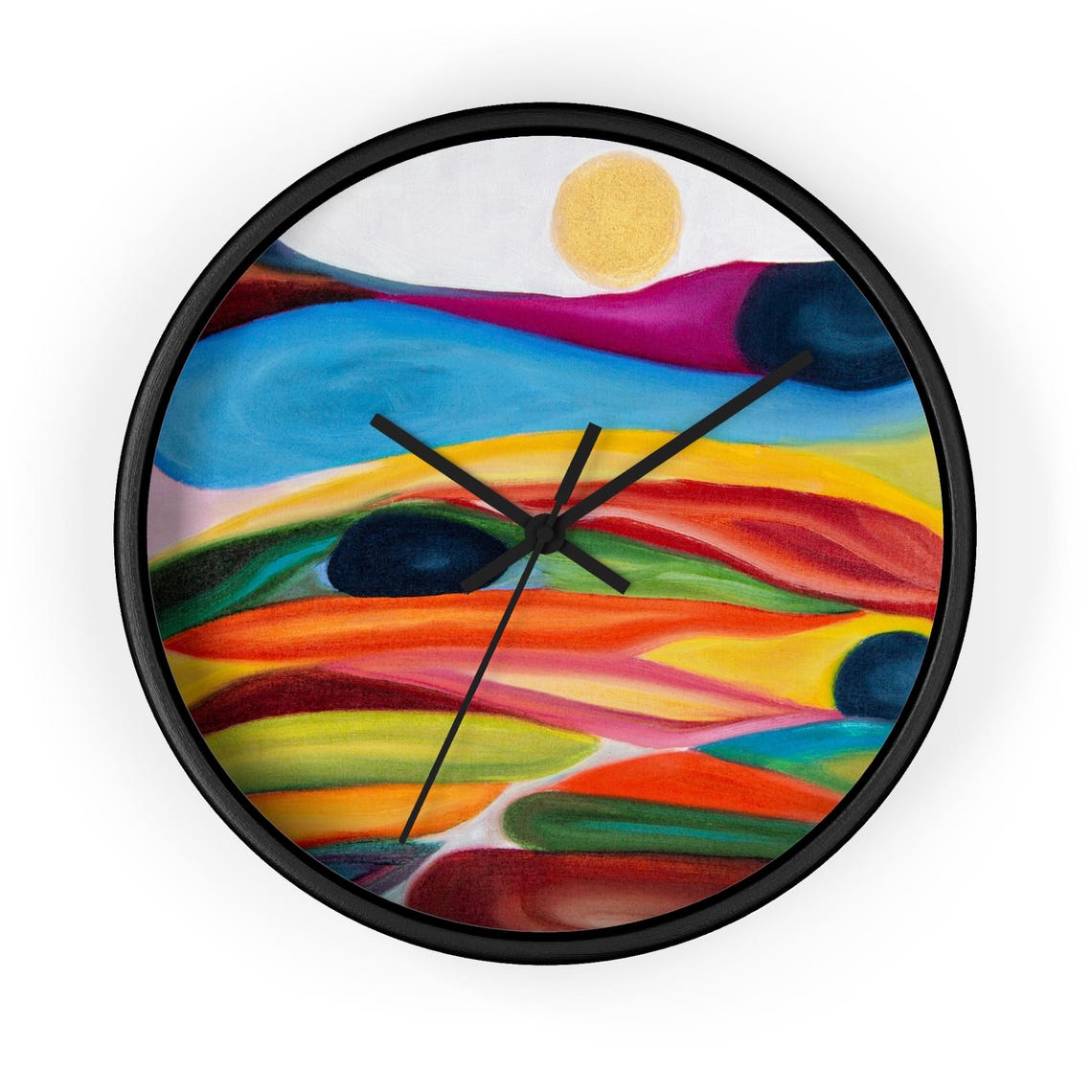 Modern Farmhouse Wall Clock Unique Abstract Landscape Mountain Rustic ...