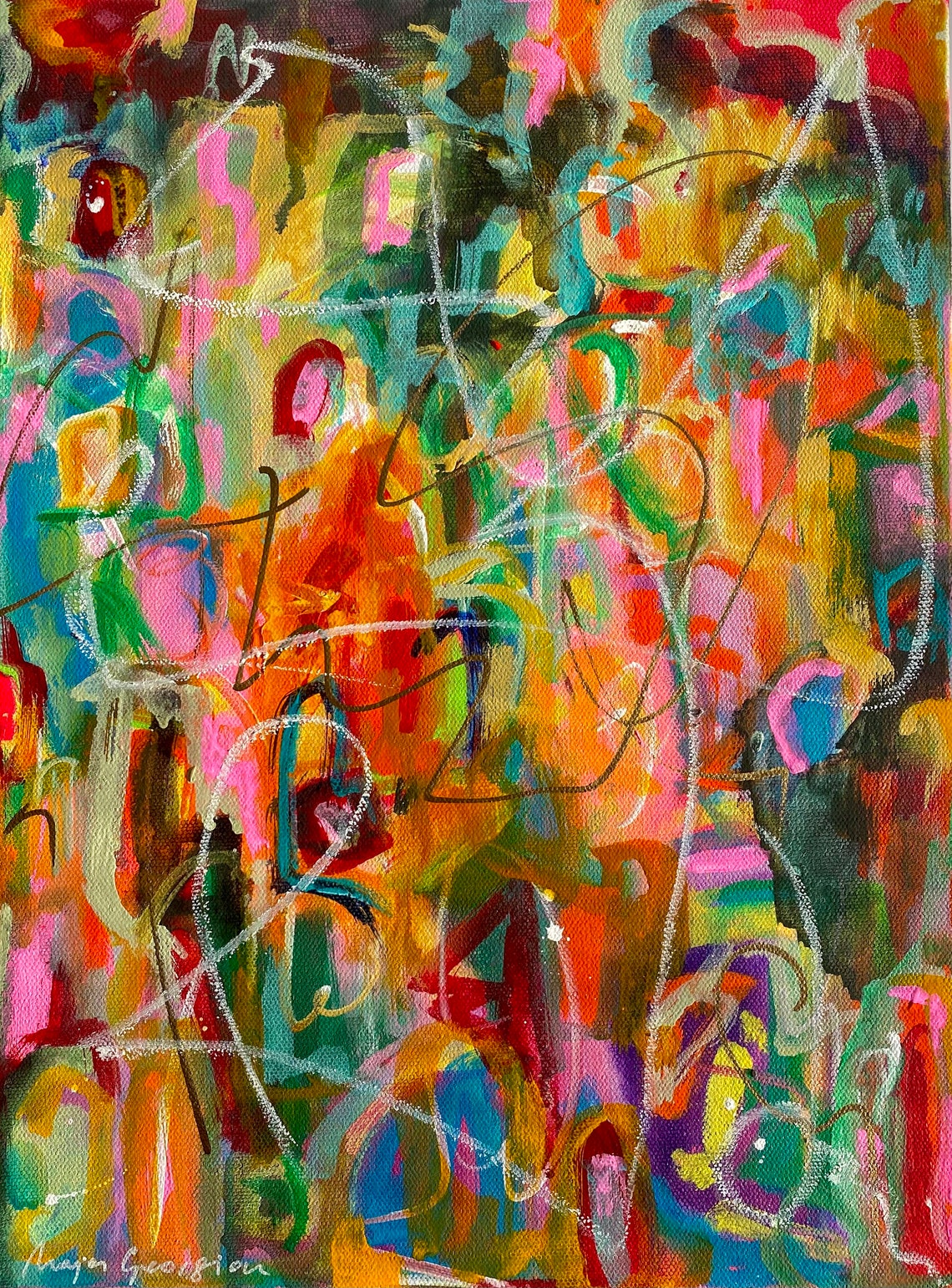 Cornucopia, Original Abstract Painting,artwork, Acrylic and Gouache ...