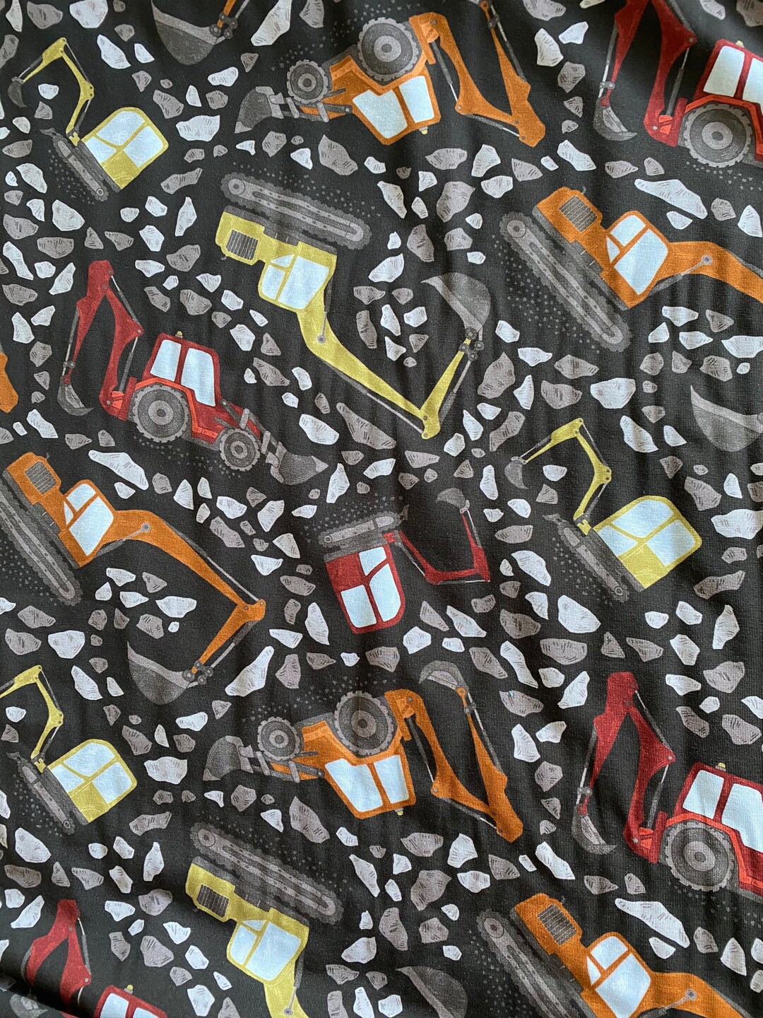 Jersey Cotton Jersey Tractor Vehicles Excavator Construction Site ...