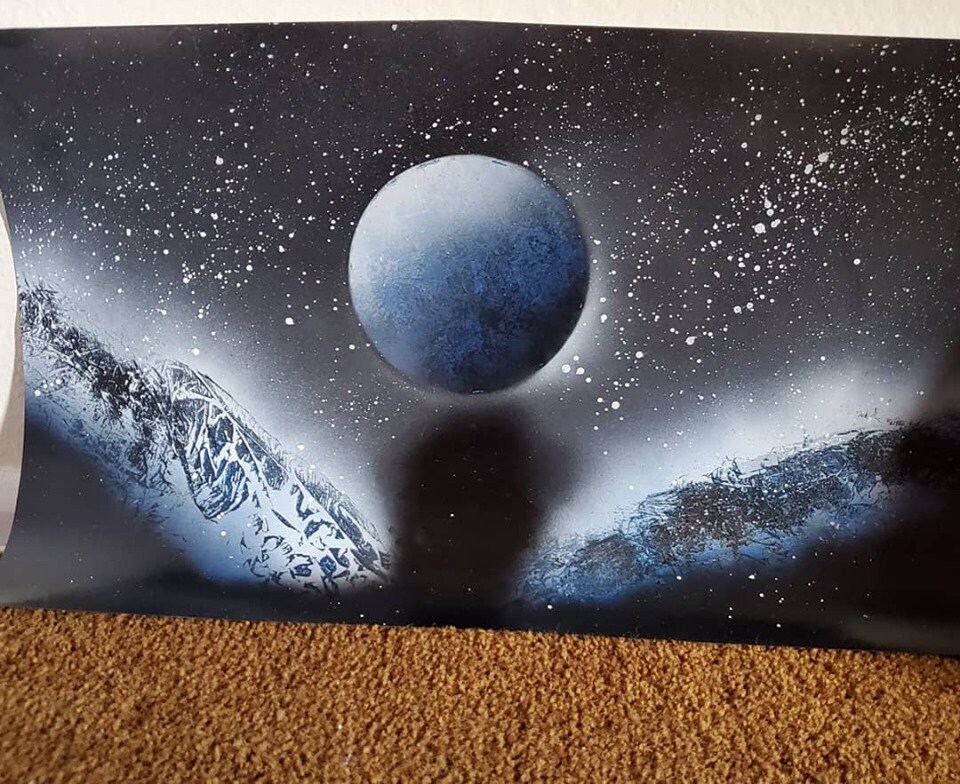 Spray Paint Art Blue Planet - Etsy