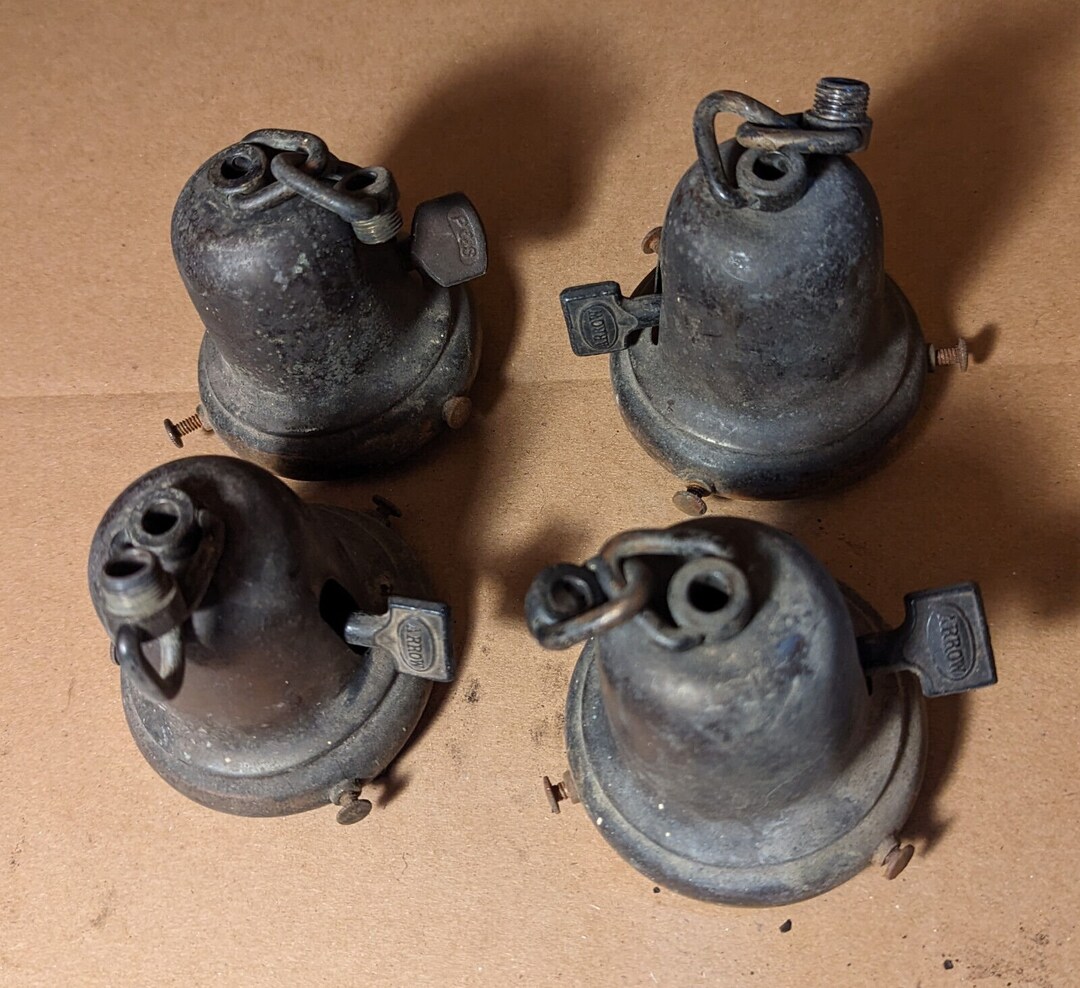 B3 Antique Vintage Brass Light Fixture Sockets Shade Fitter Holder Fat ...