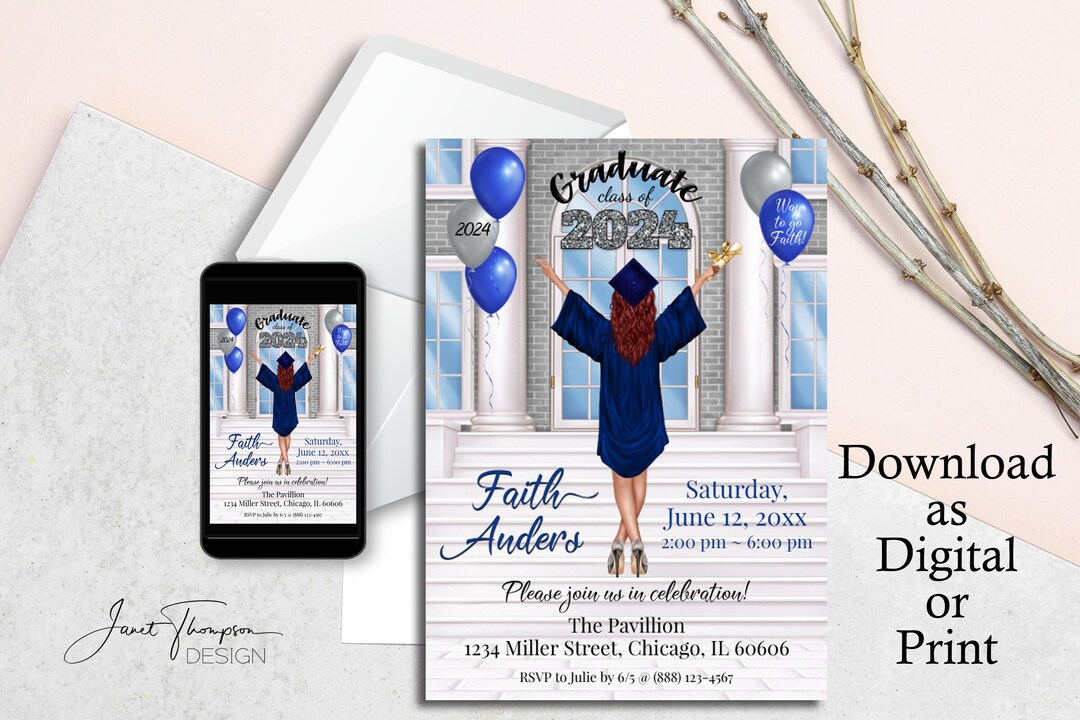 2024 Graduation Party Invitation: Customizable Colors (digital Download ...
